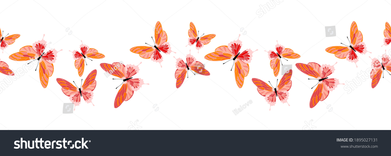 Butterfly Border Seamless Pattern Banner Background Stock Vector ...