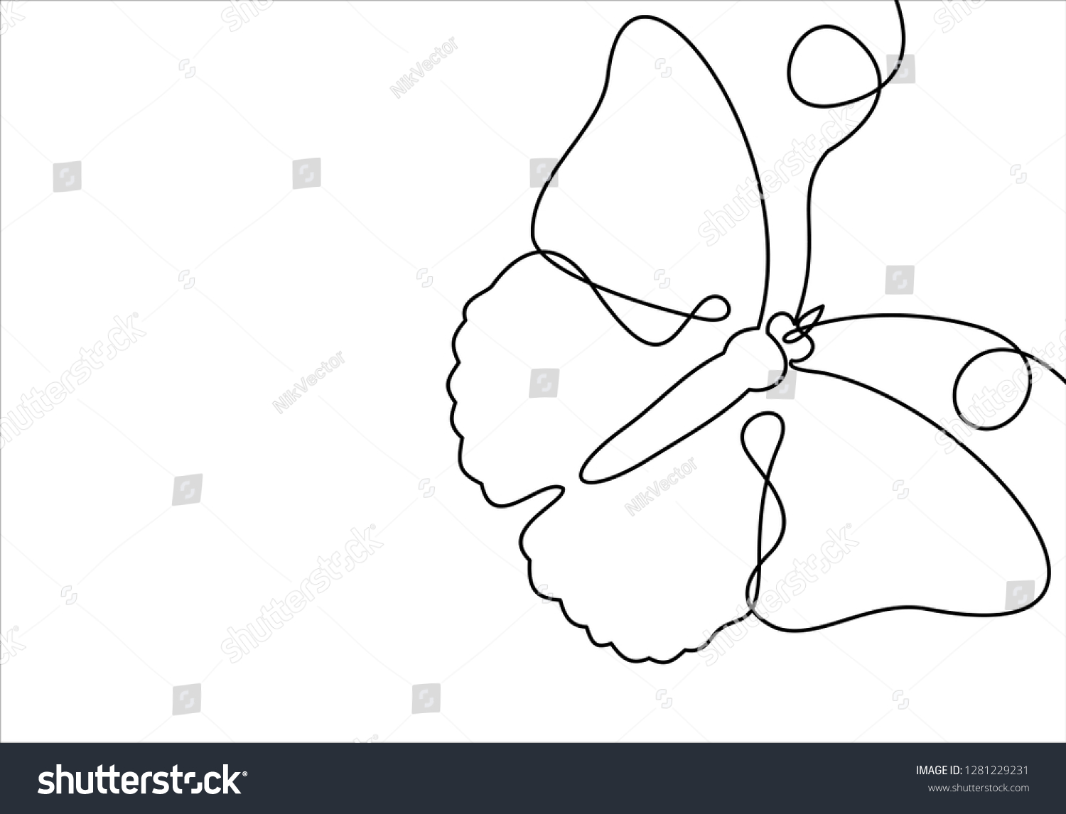 Butterfly Continuous Line Drawing Vector Illustration Stock Vector ...