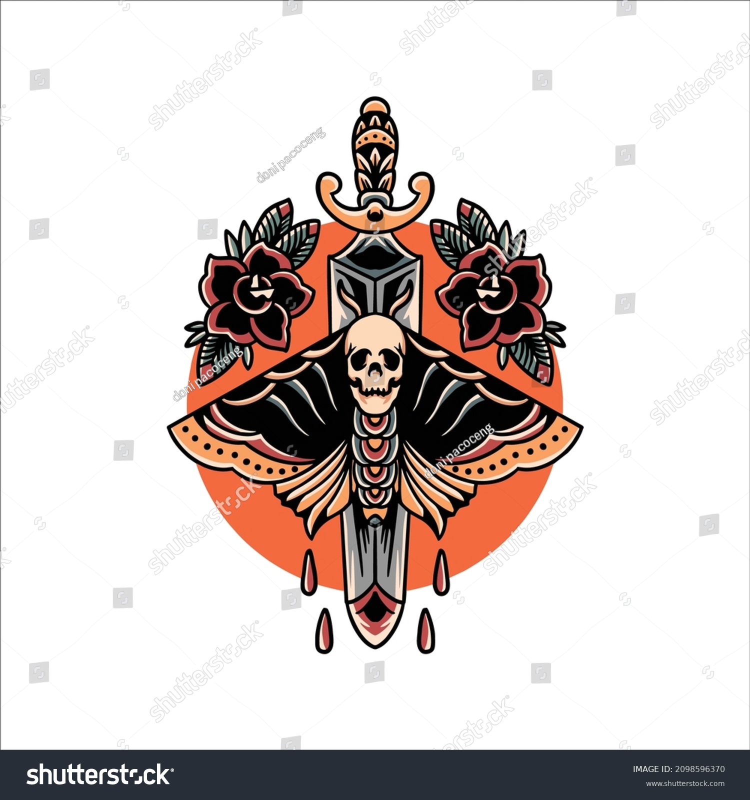 Butterfly Dagger Tattoo Vector Design Stock Vector (Royalty Free ...