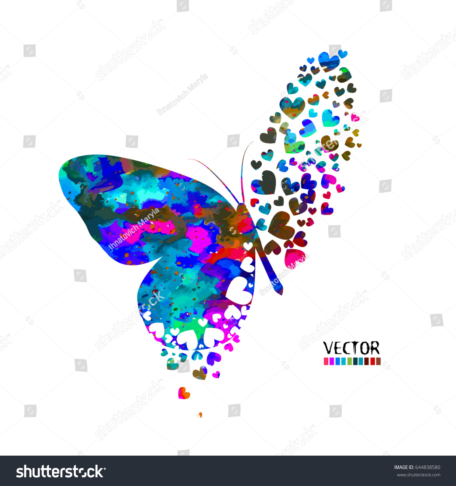 Butterfly Hearts Vector Stock Vector (Royalty Free) 644838580 ...