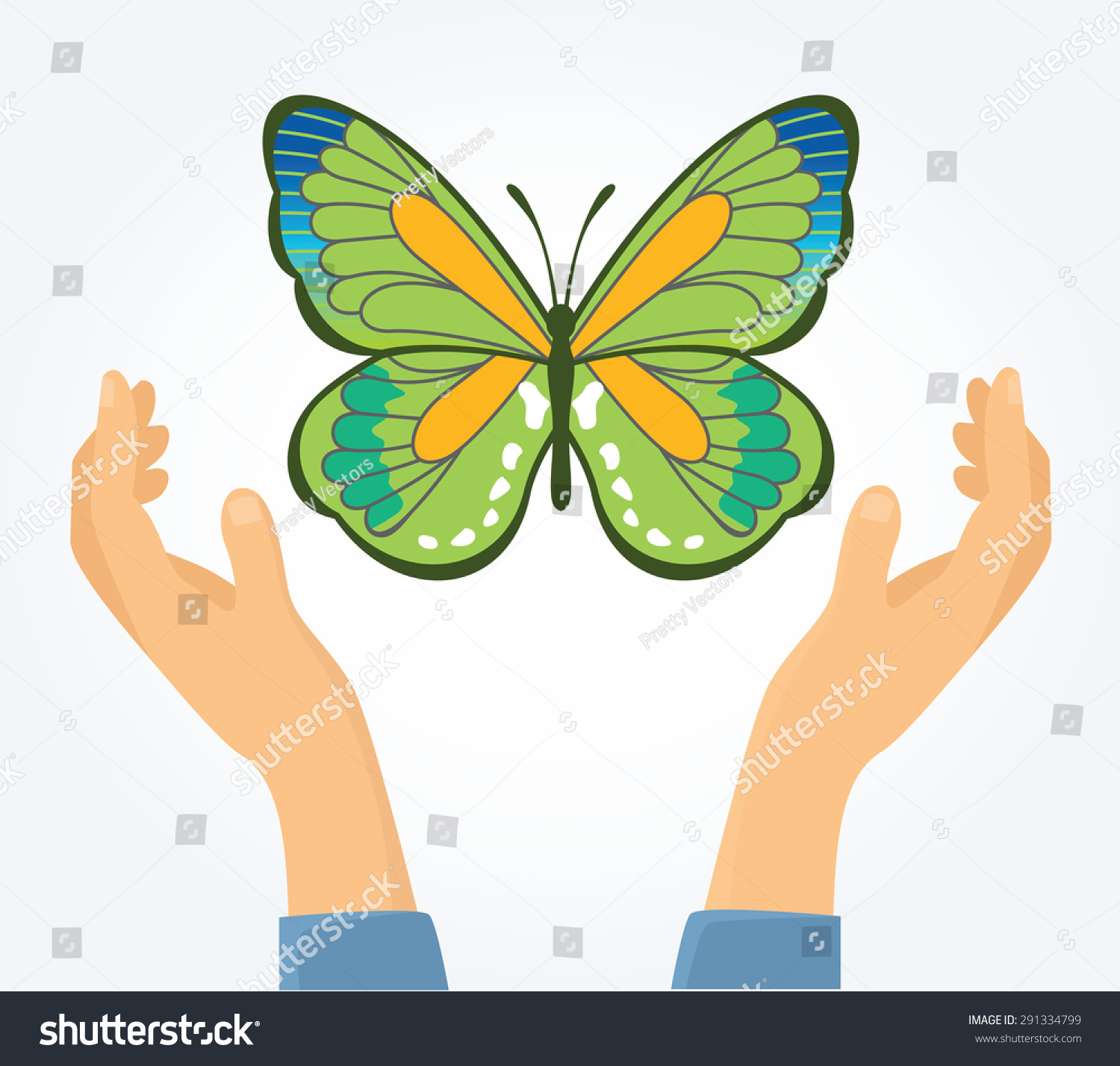 Butterfly Hands Vector Flat Illustration Stock Vector (Royalty Free ...
