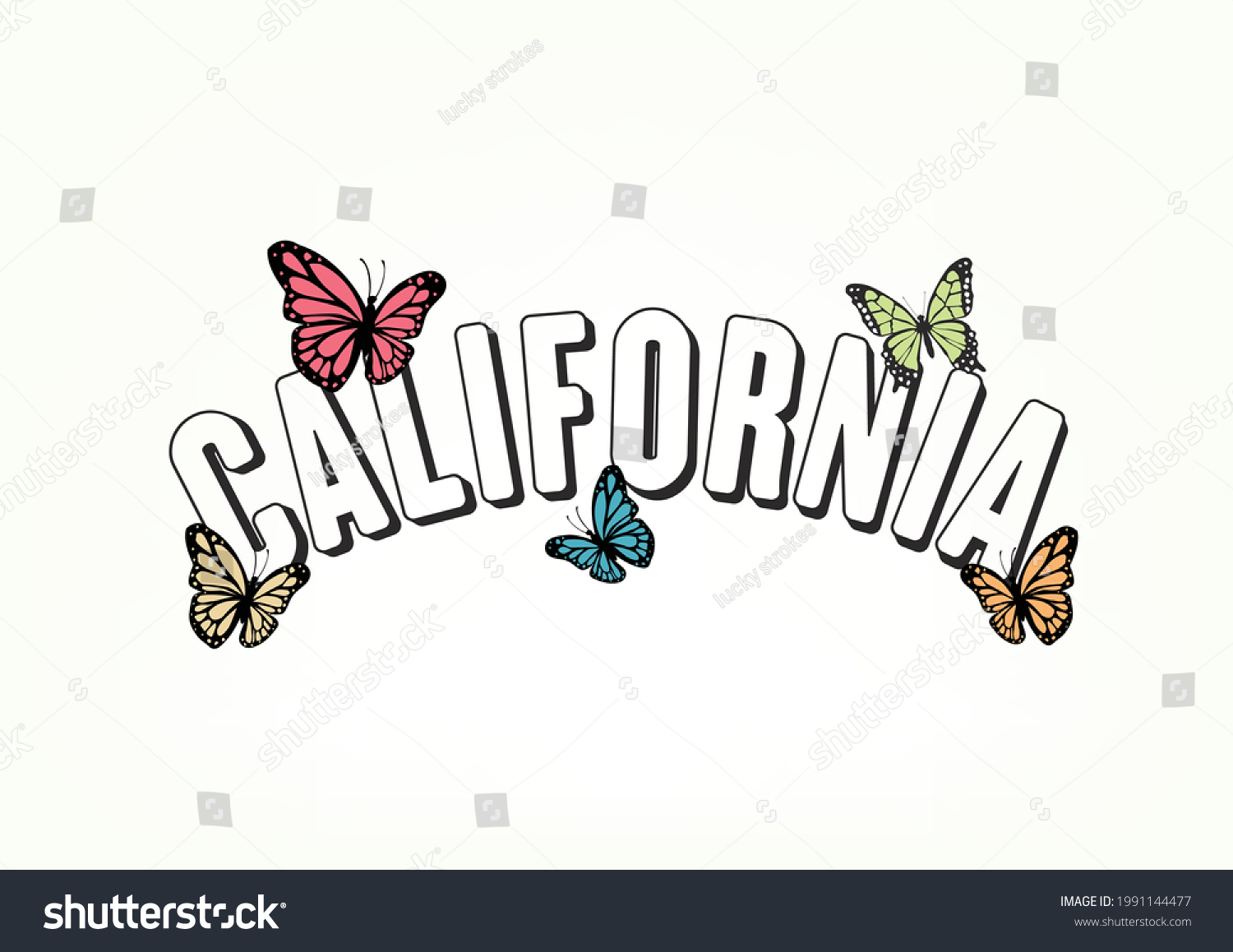 Butterfly Lettering Hand Drawn Vector Stock Vector (Royalty Free ...