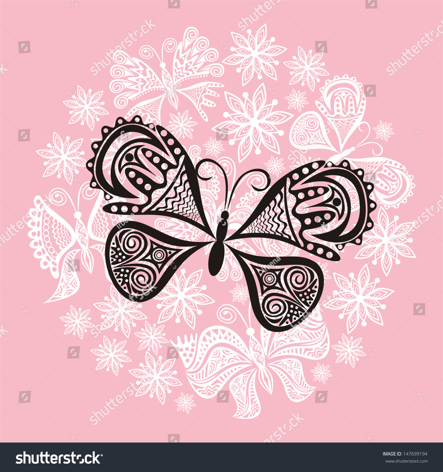 Butterfly Nature Pattern Background Vector Illustration Stock Vector ...