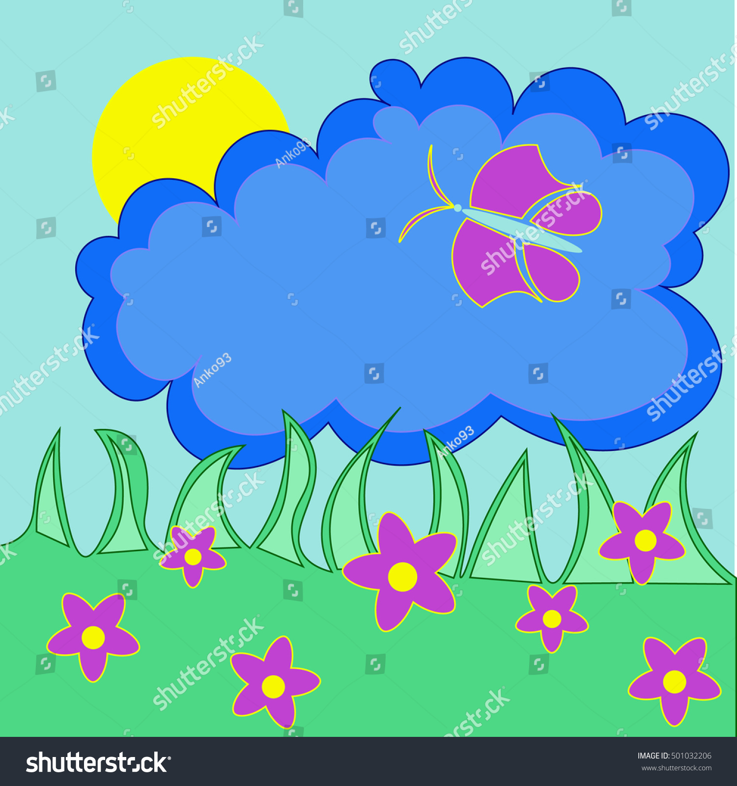 Butterfly On Cloud Stock Vector (Royalty Free) 501032206