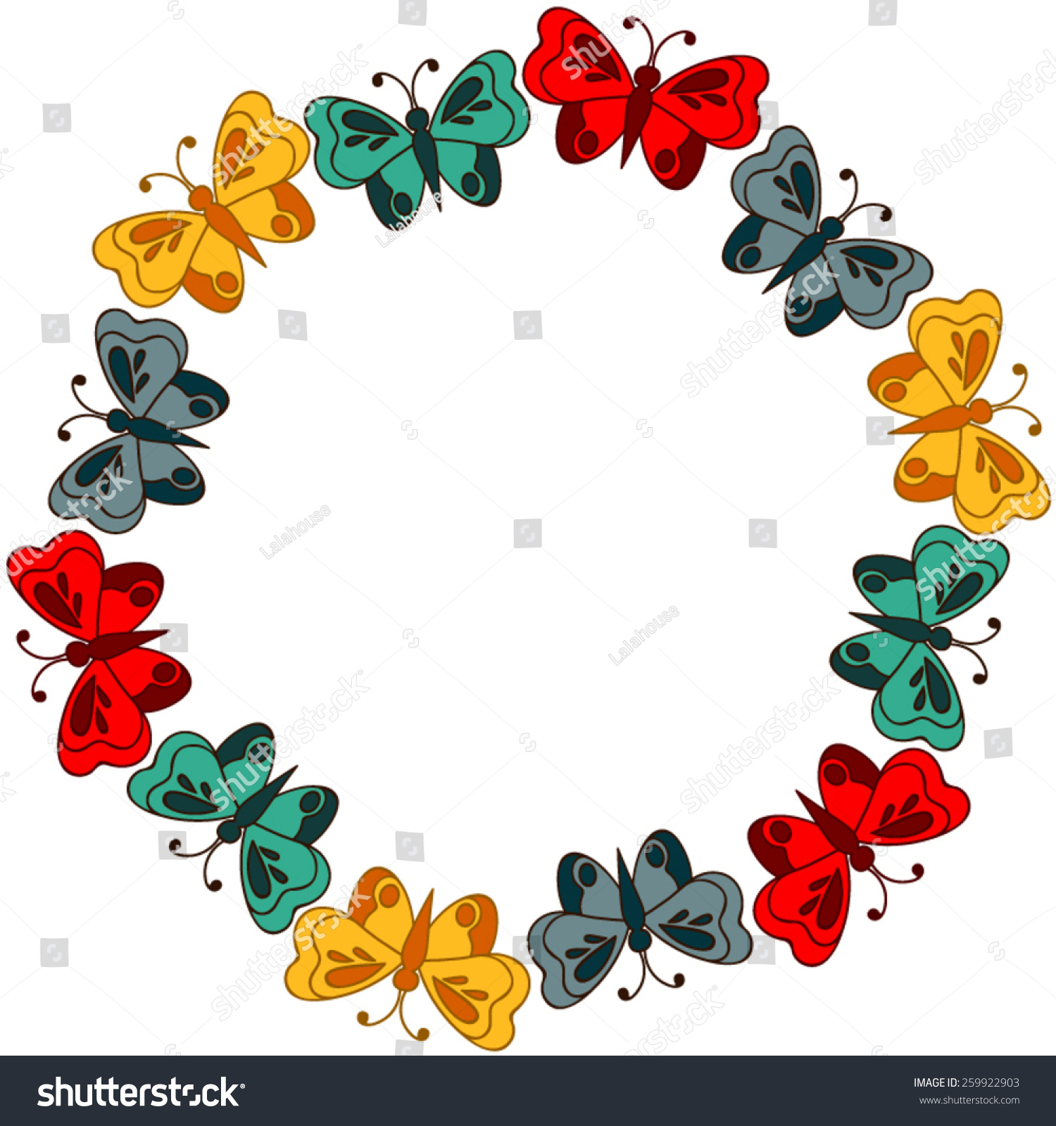 Butterfly Round Frame Stock Vector (Royalty Free) 259922903 | Shutterstock