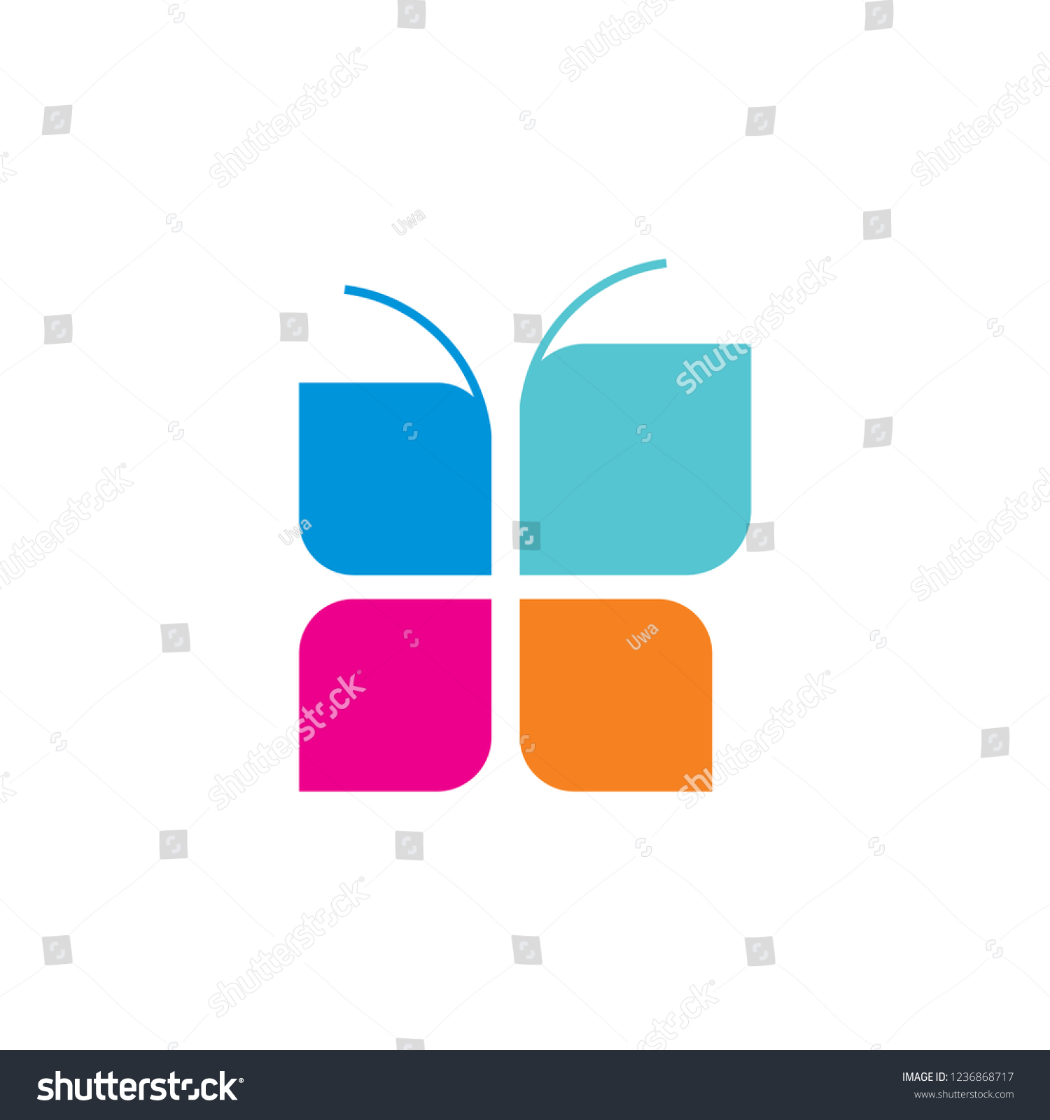 Butterfly Square Icon Vector Illustration Stock Vector (Royalty Free ...