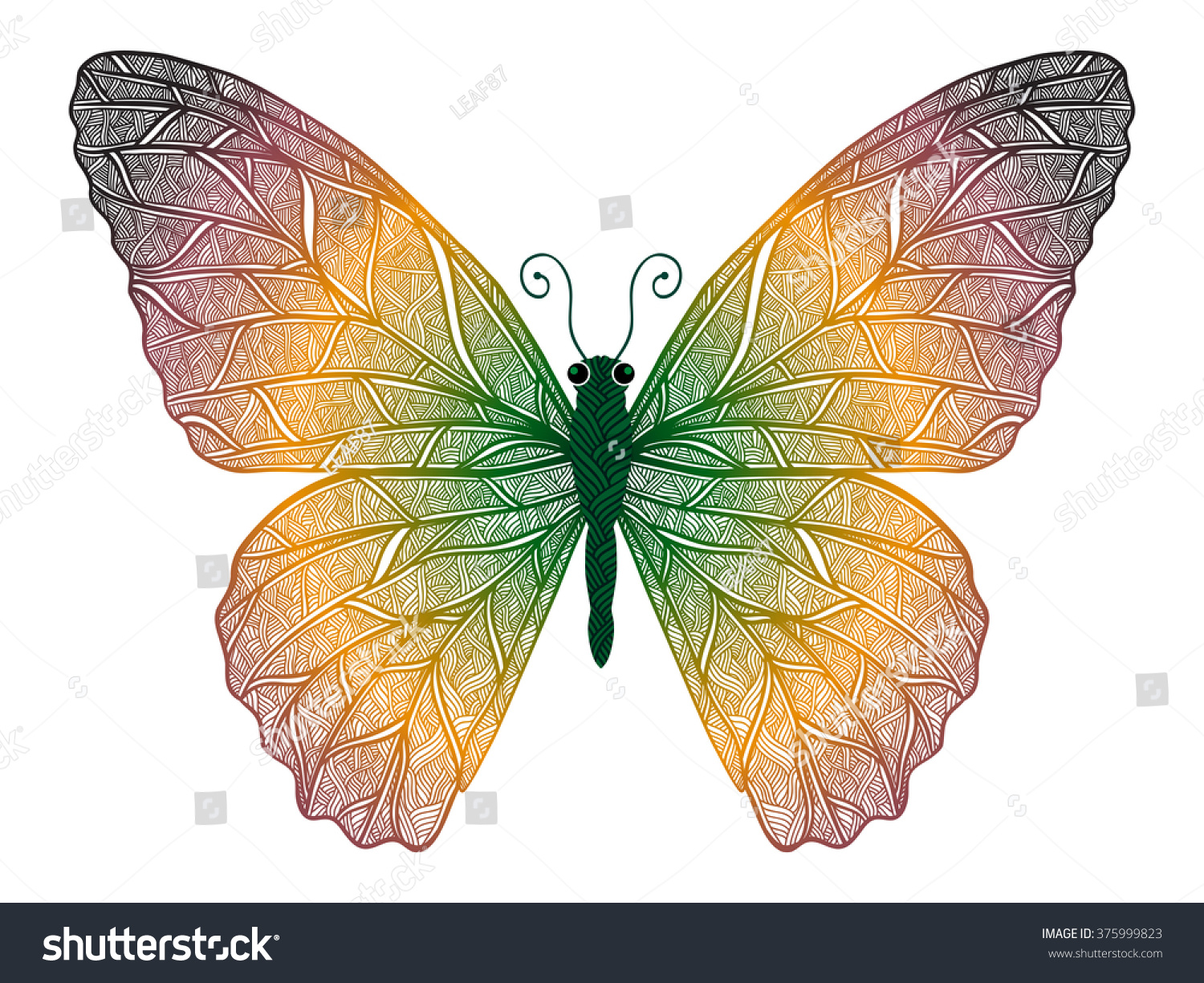 Butterfly Zentangle Stylized Vector Illustration Hand Stock Vector ...