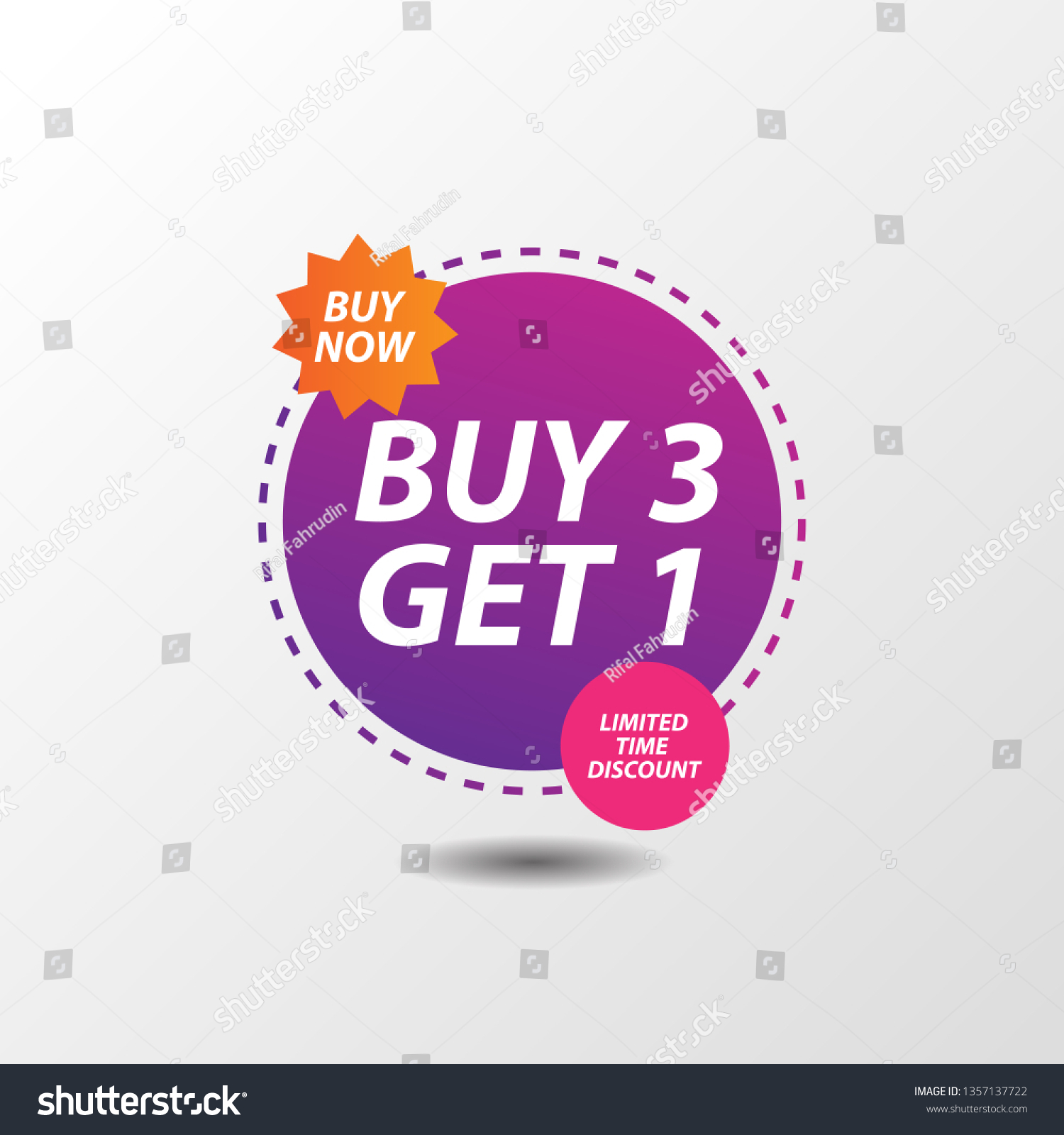 Buy 3 Get 1 Banner Template Stock Vector (Royalty Free) 1357137722
