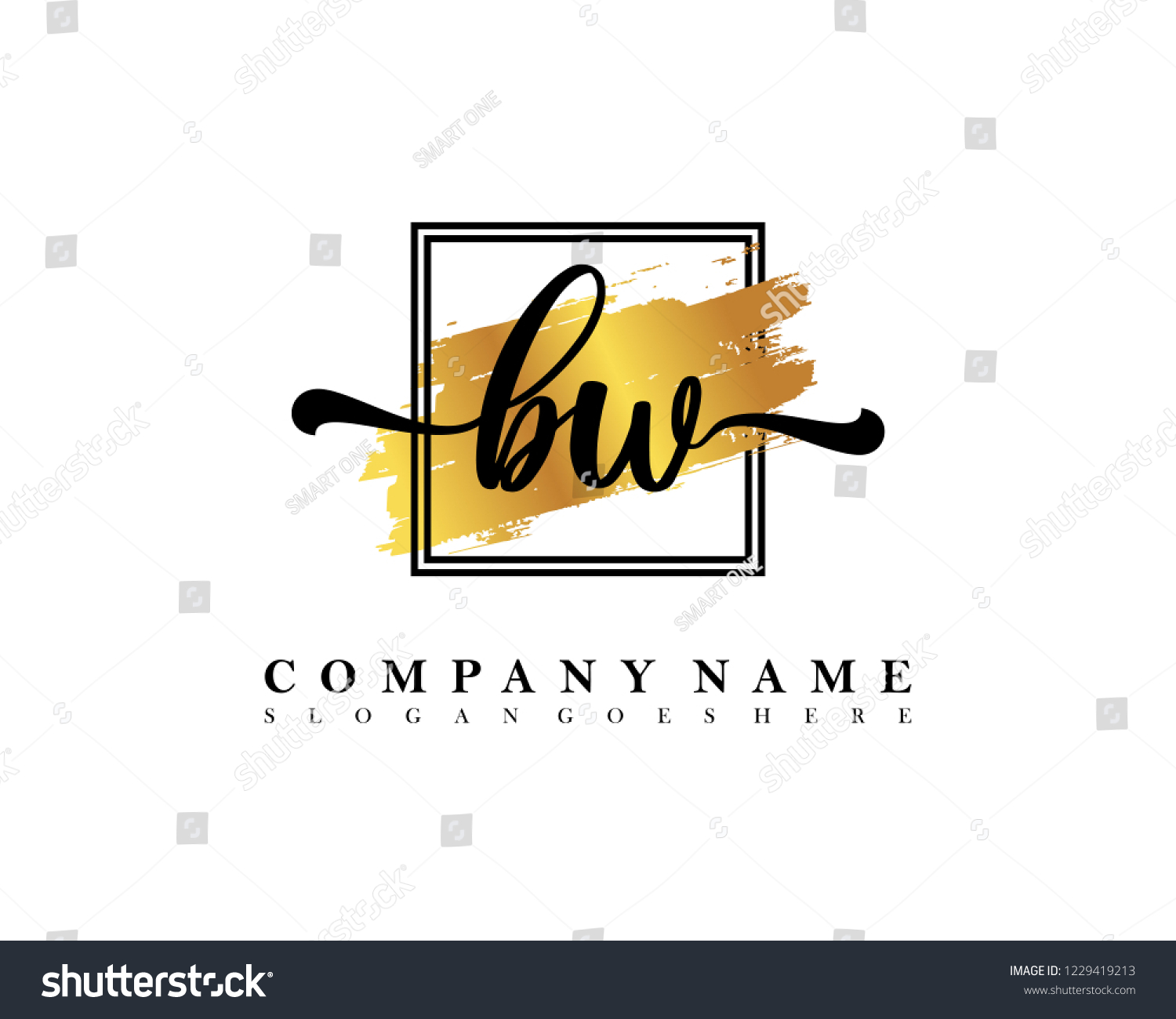 Bw Initial Handwriting Logo Concept Stock Vector (Royalty Free) 1229419213