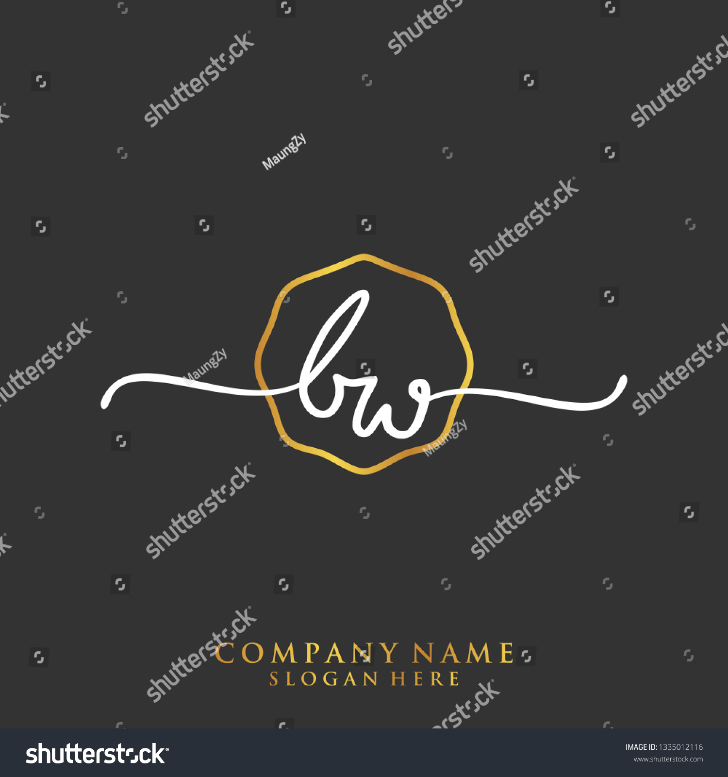 Bw Initial Handwriting Logo Template Stock Vector (Royalty Free ...
