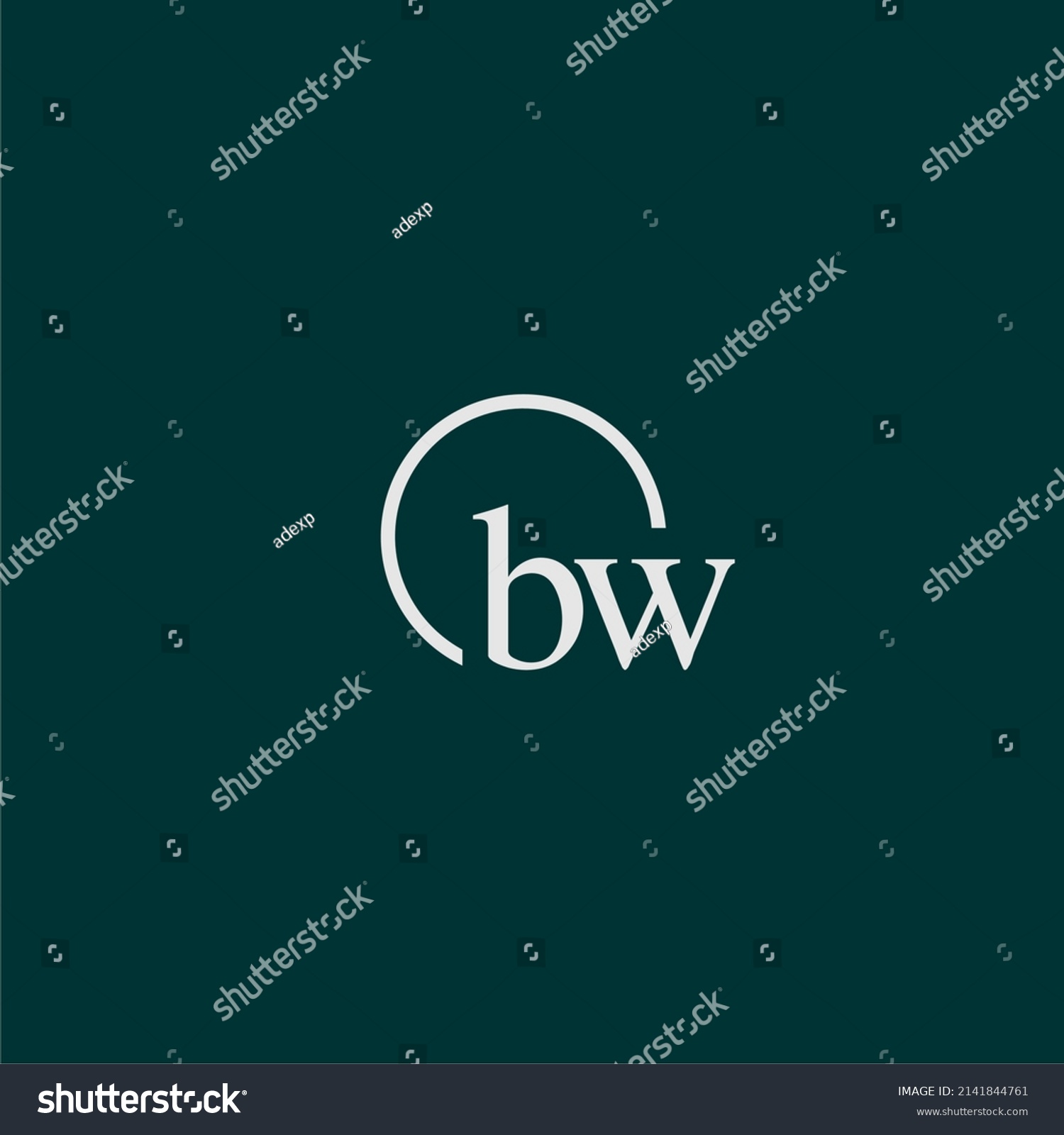 Bw Initial Monogram Logo Circle Style Stock Vector (Royalty Free ...