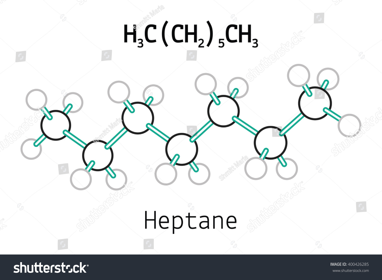 C7h16 Heptane Molecule: vector de stock (libre de regalías) 400426285 ...