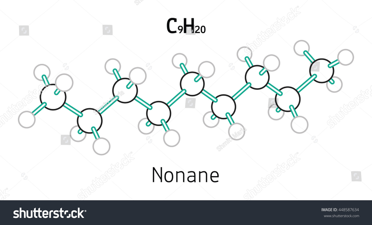 C9h20 Nonane Molecule Stock Vector (Royalty Free) 448587634 | Shutterstock