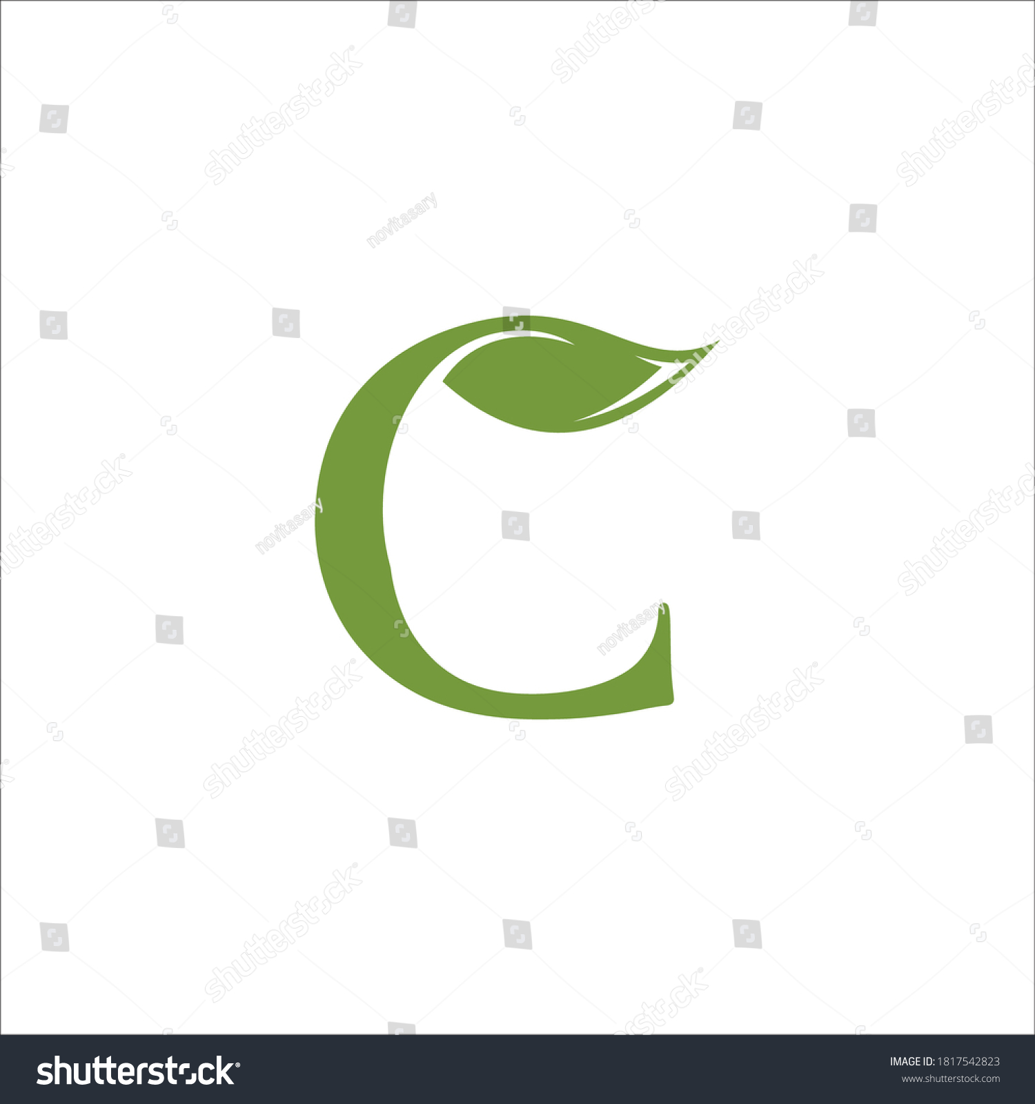 C Leaf Logo Design Icon Silhouette Stock Vector (Royalty Free ...