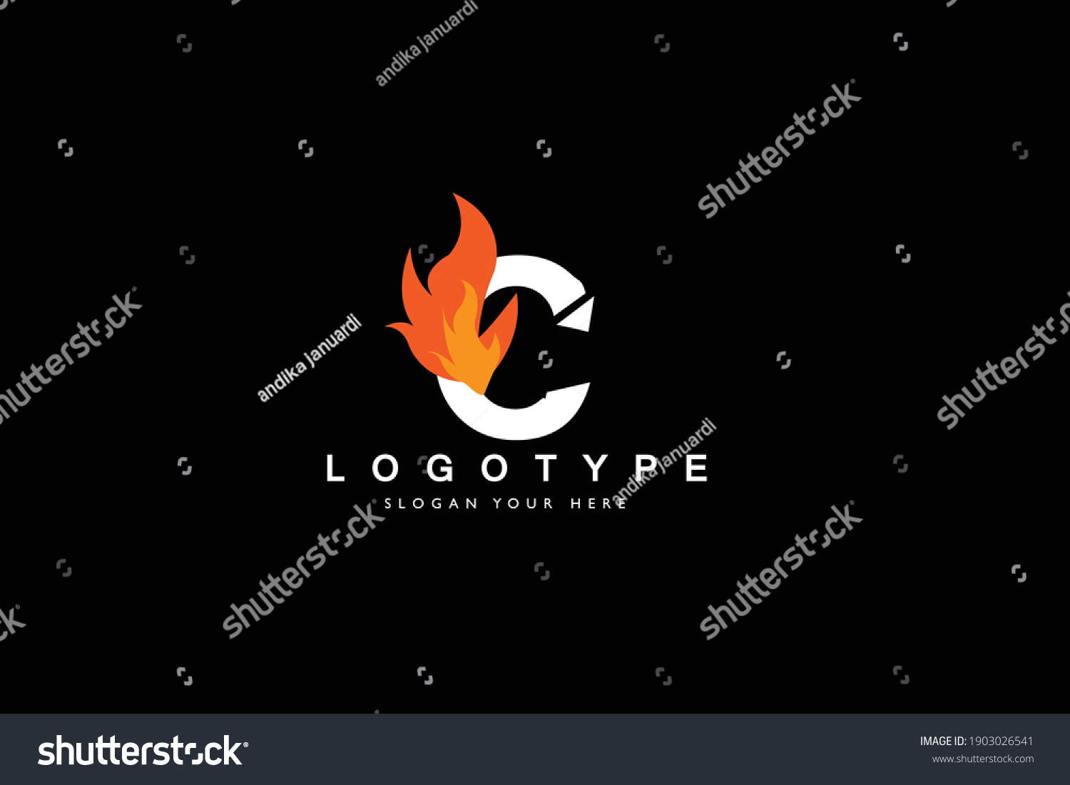 C Letter Fire Burning Logo Stock Vector (Royalty Free) 1903026541 ...