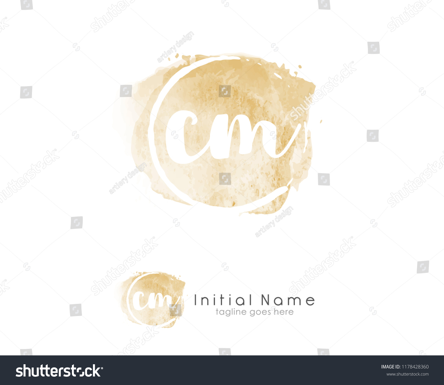C M Initial Logo Template Watercolor Stock Vector (Royalty Free ...