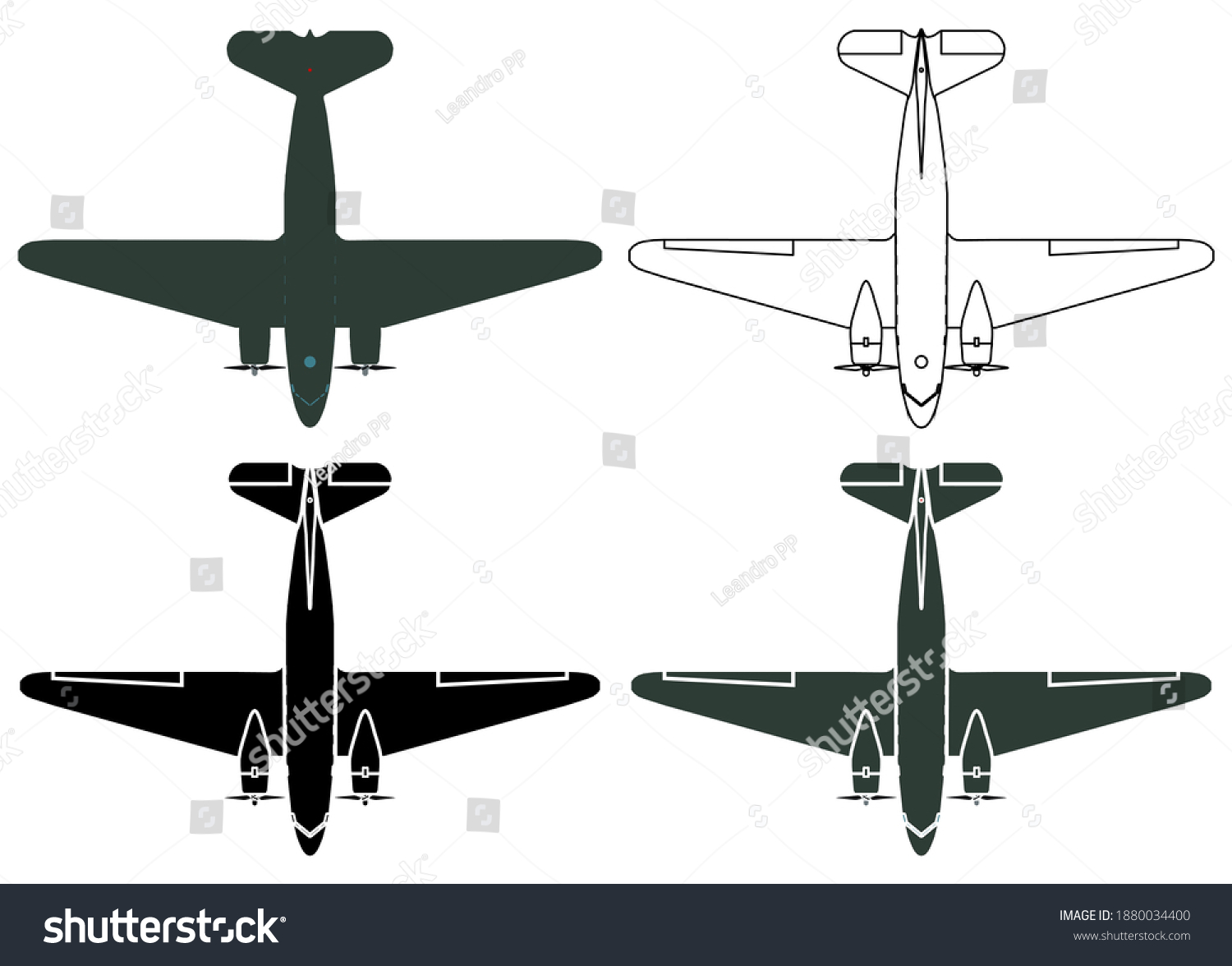 C47 Skytrain Airplane Top View Stock Vector (Royalty Free) 1880034400