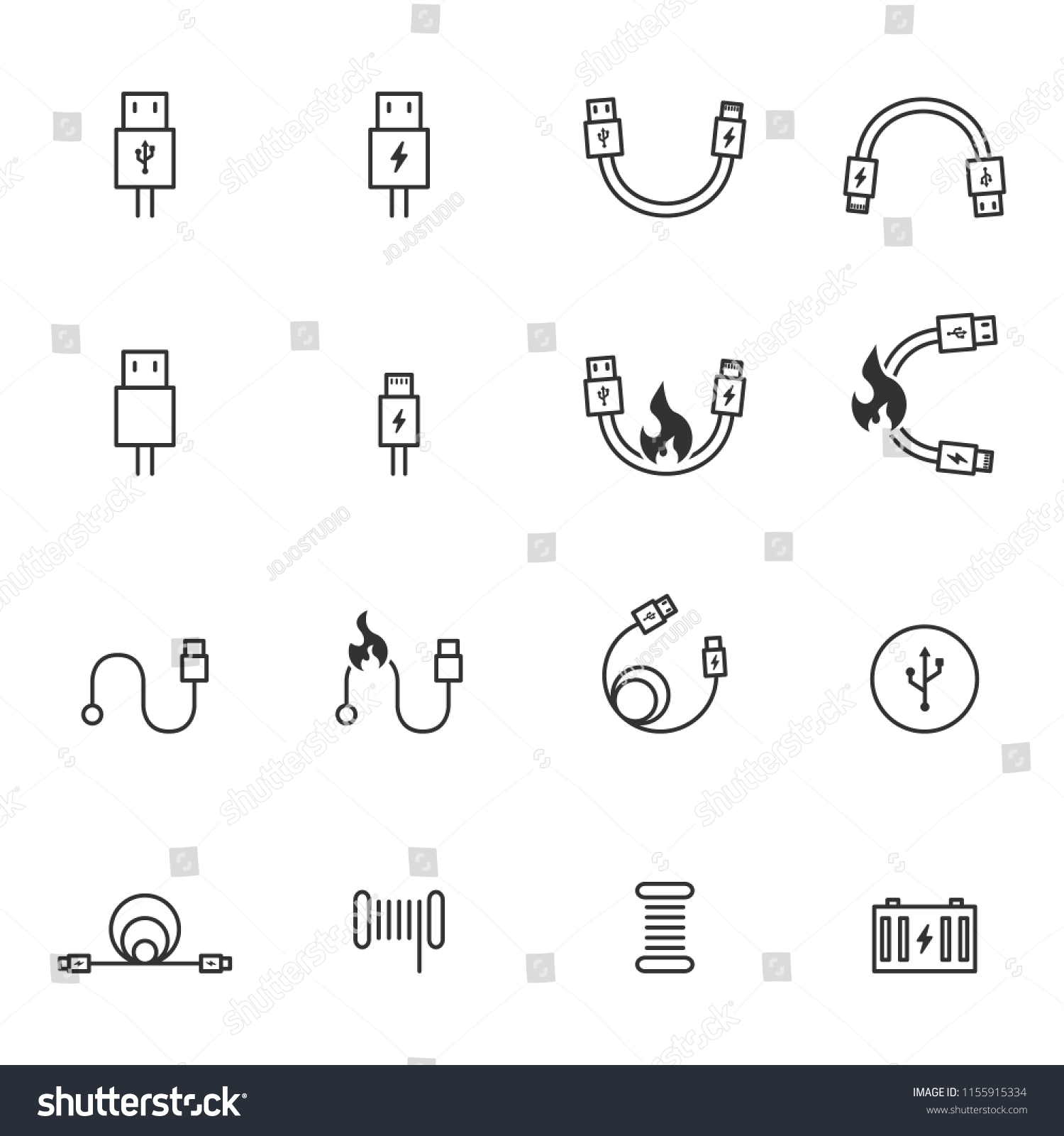 Cable Icons Vector Illustration Stock Vector (Royalty Free) 1155915334