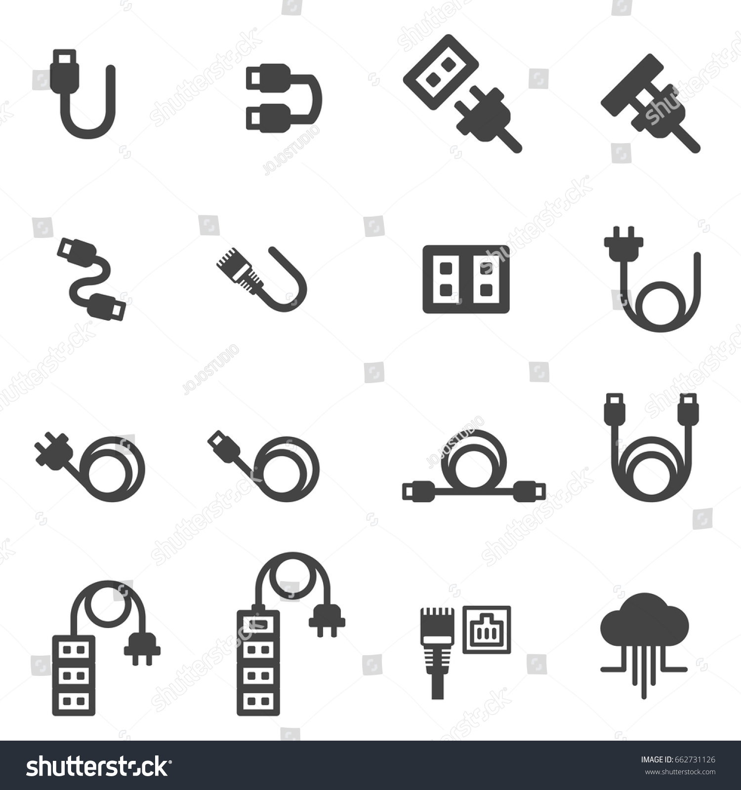 Cable Icons Vector Illustration Stock Vector (Royalty Free) 662731126 ...