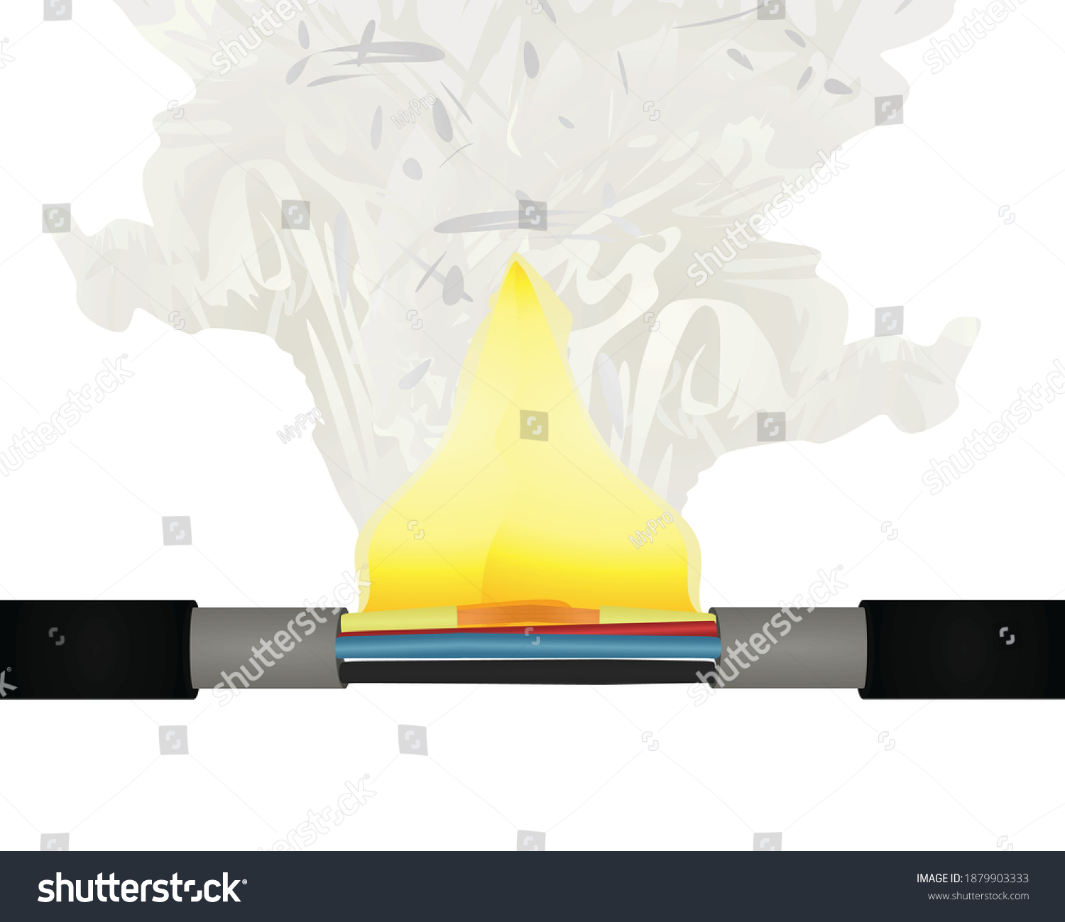Cables Rupture Fire Vector Illustration Stock Vector (Royalty Free ...