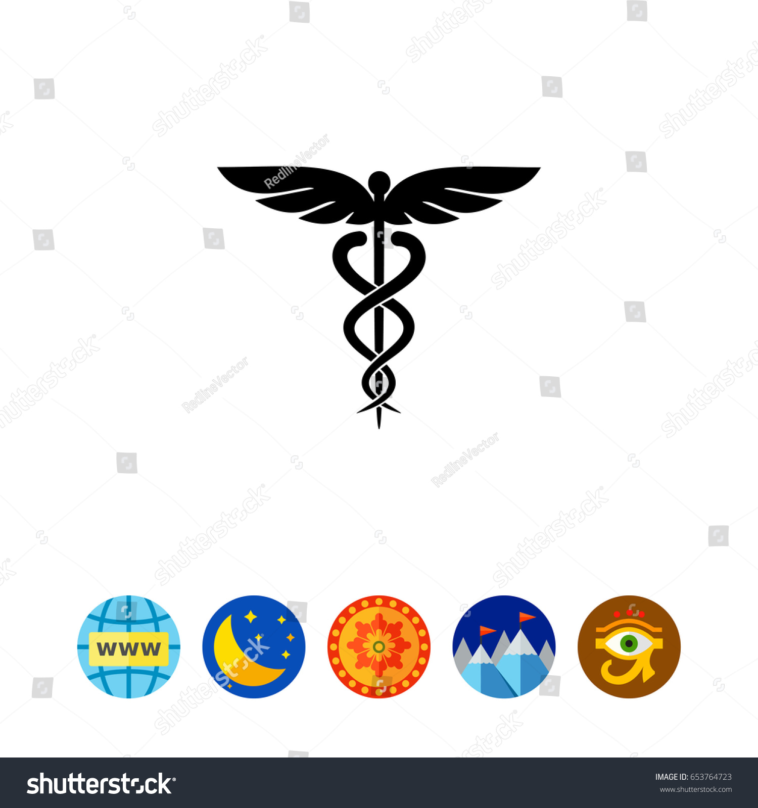 Caduceus Symbol Icon Stock Vector (Royalty Free) 653764723 | Shutterstock