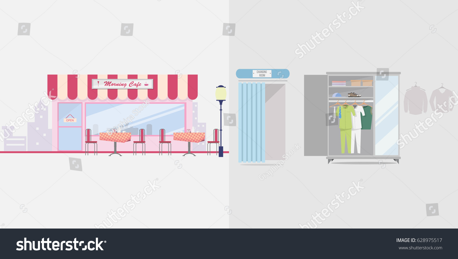 Cafe Changing Room Background: vector de stock (libre de regalías ...