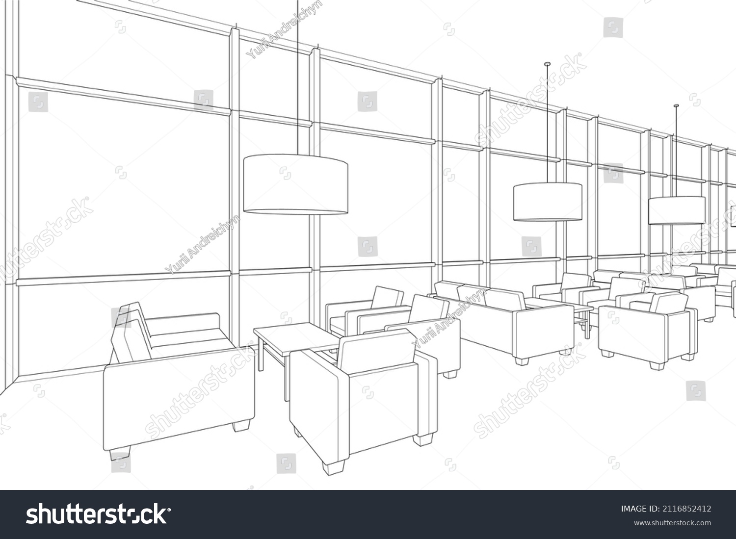 Cafe Interior Sketch Vector Illustration Stock Vector (Royalty Free ...