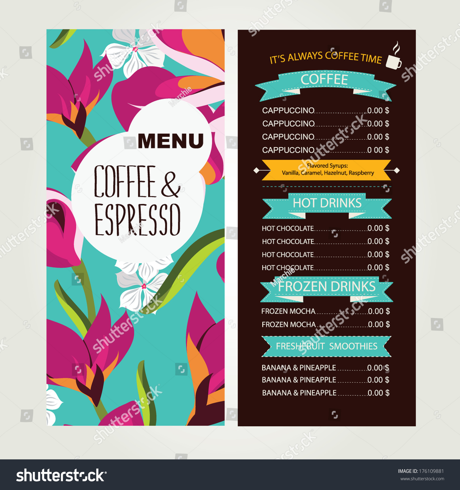 Cafe Menu Template Design Vector Illustration Stock Vector (Royalty ...