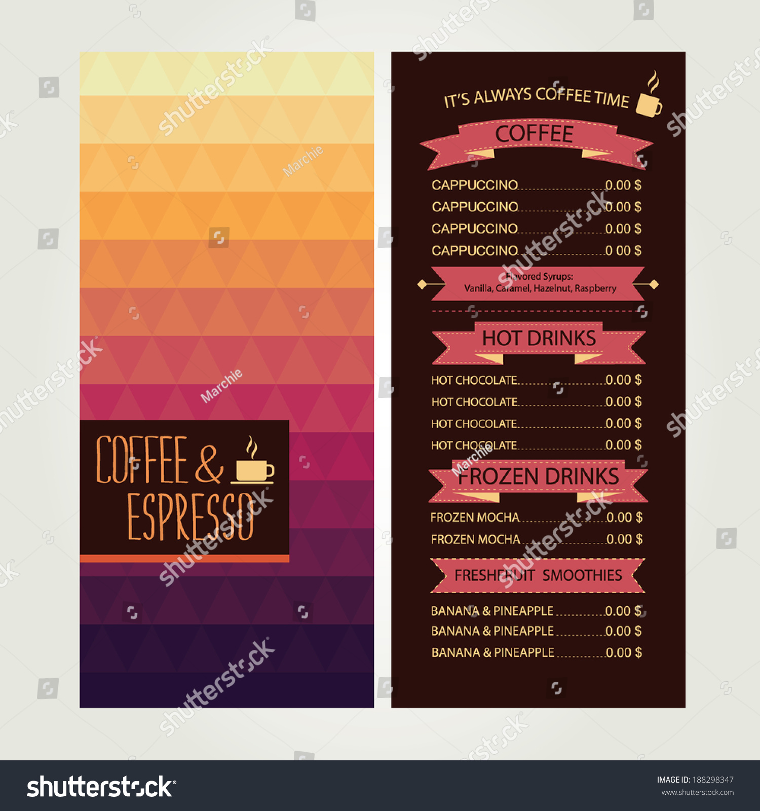 Cafe Menu Template Design Vector Illustration: เวกเตอร์สต็อก (ปลอดค่า ...