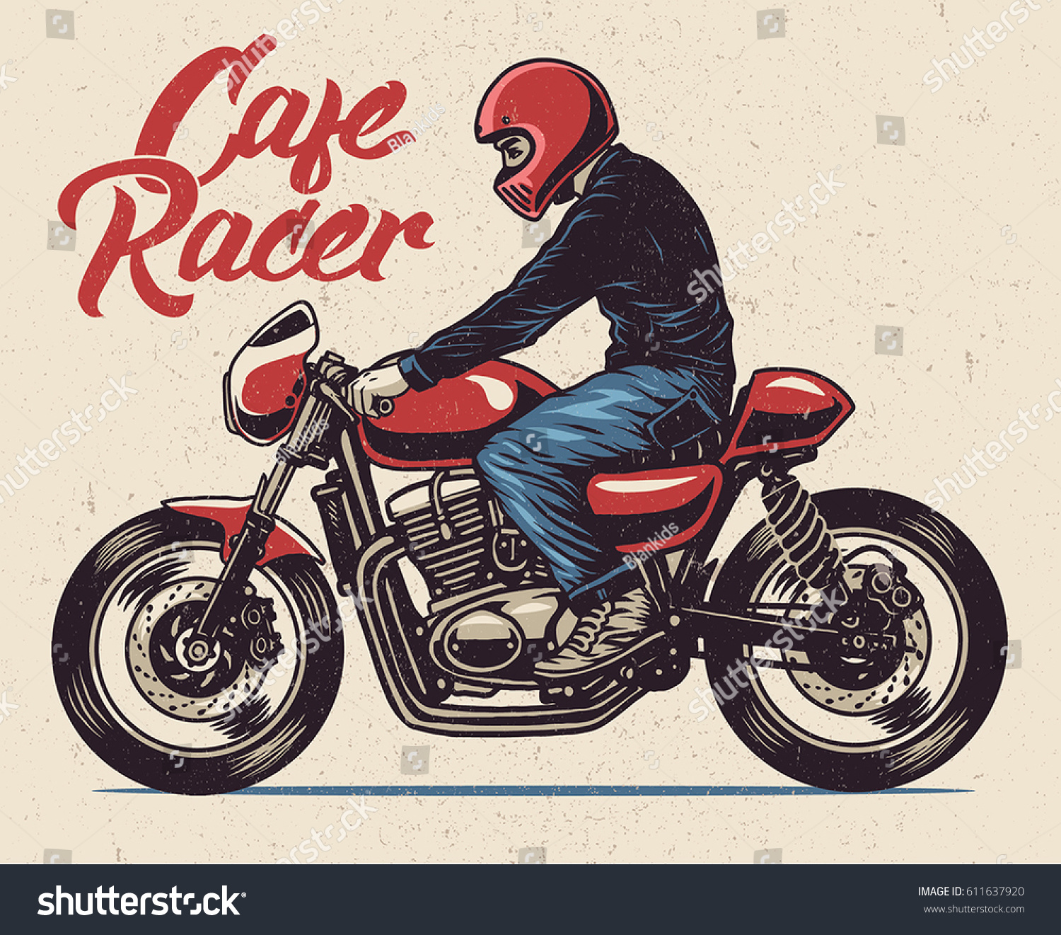 Cafe Racer Biker Stock Vector (Royalty Free) 611637920 | Shutterstock
