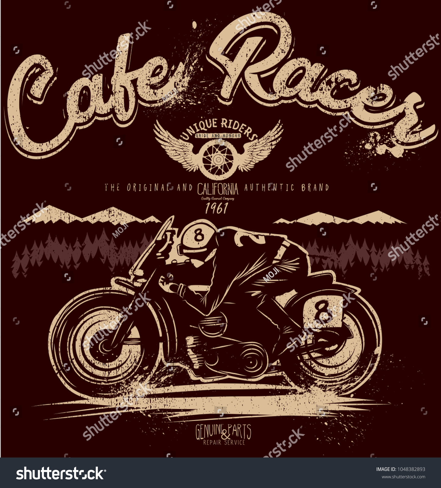 Cafe Racervector Graphics Cool Guys Stock Vector (Royalty Free) 1048382893