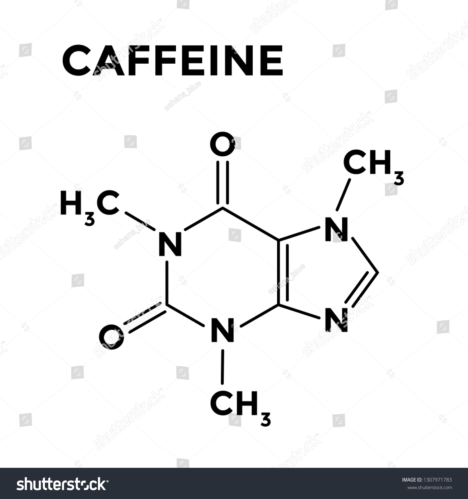 Caffeine Structural Chemical Formula On White 스톡 벡터(로열티 프리) 1307971783 ...