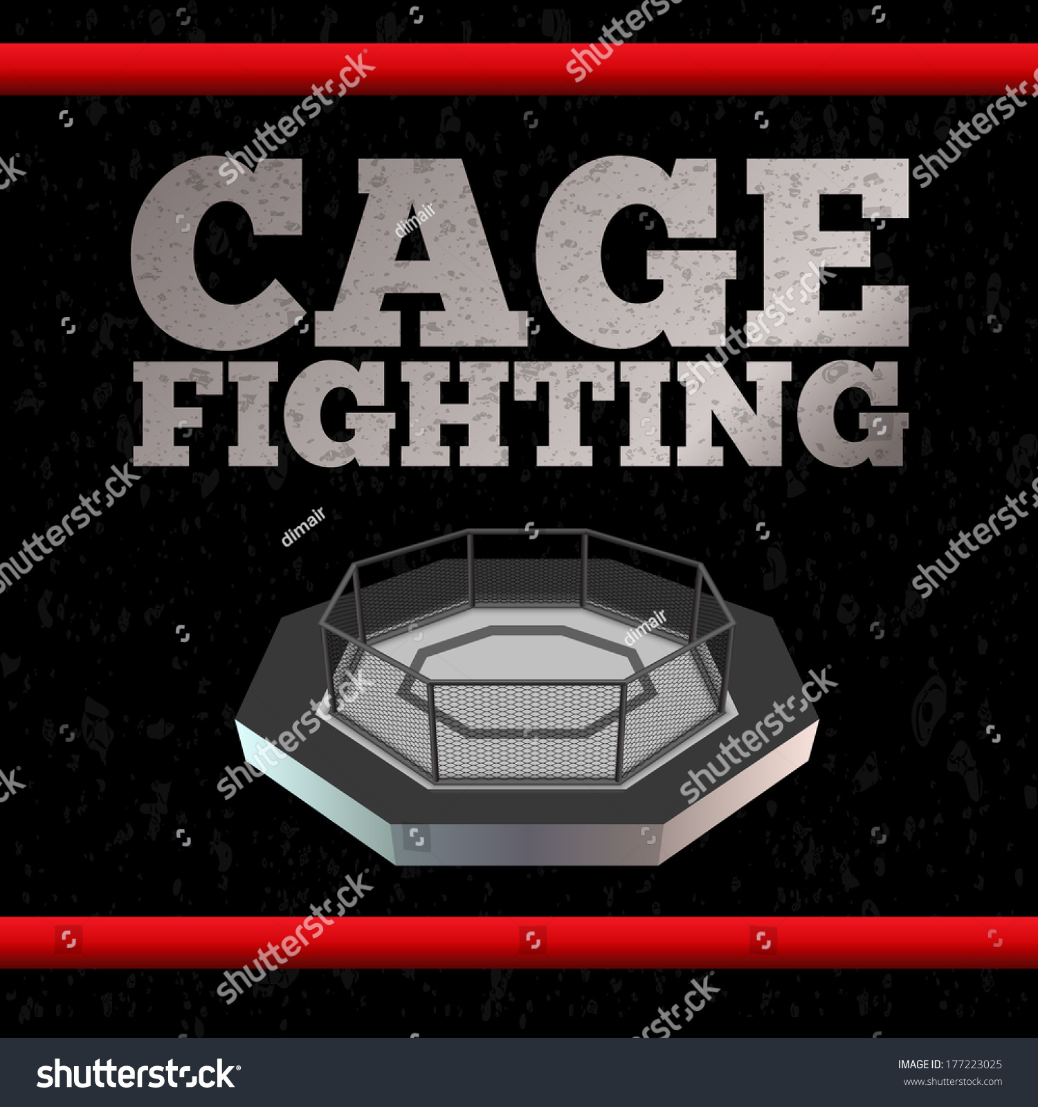 Cage Fighting Poster Banner Vector Illustration: vector de stock (libre ...