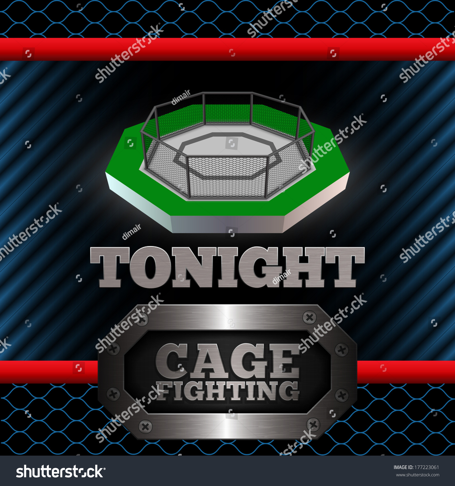 Cage Fighting Poster Banner Vector Illustration: vector de stock (libre ...