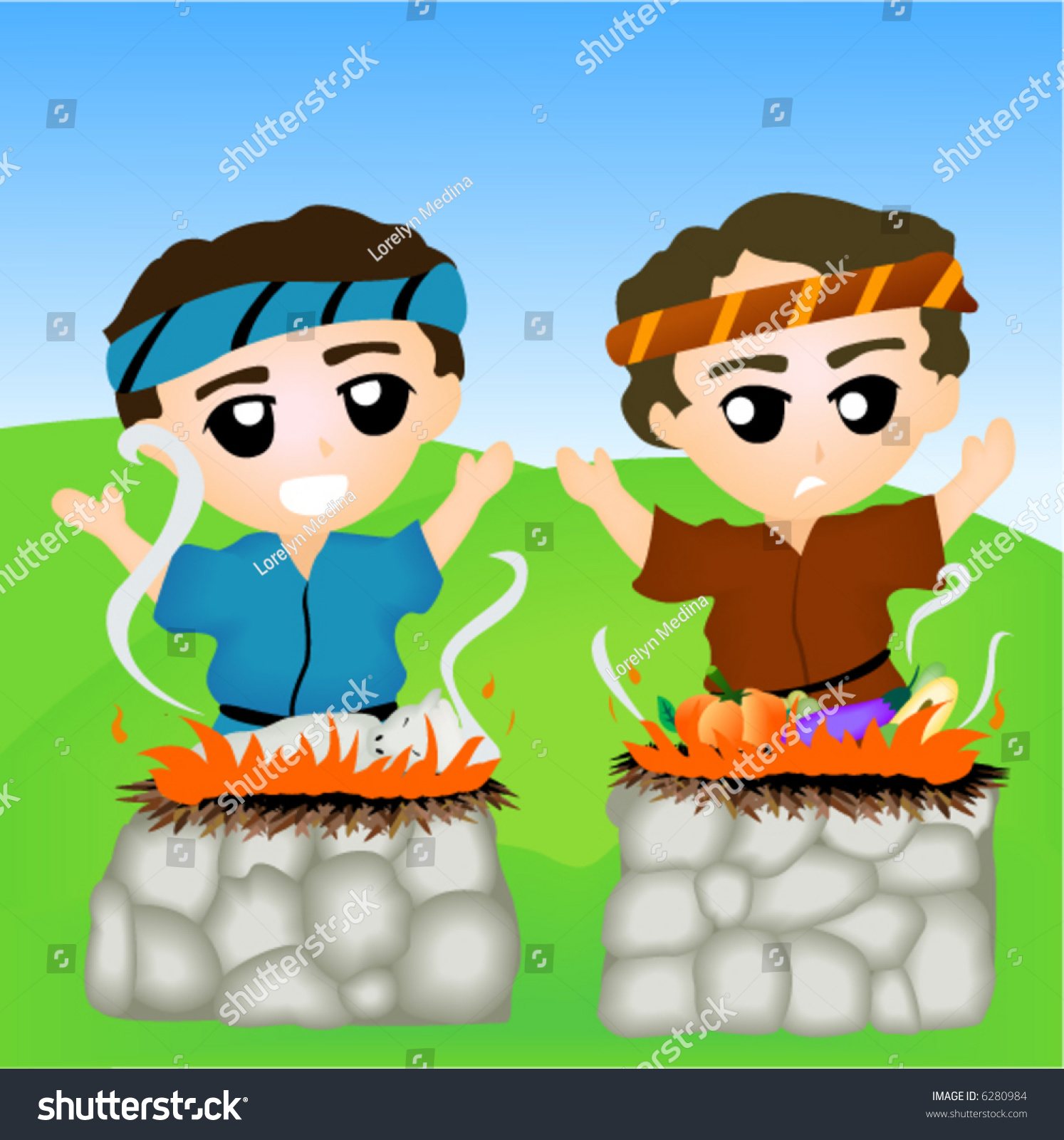 Cain Abel Offerings Vector Stock Vector 6280984 - Shutterstock