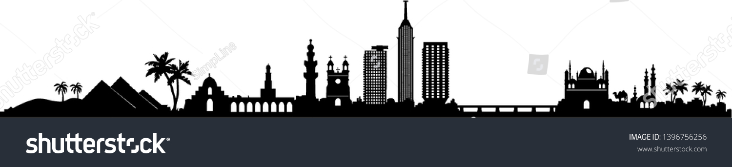 Cairo Egypt Silhouette Skyline Vector: стоковая векторная графика (без ...