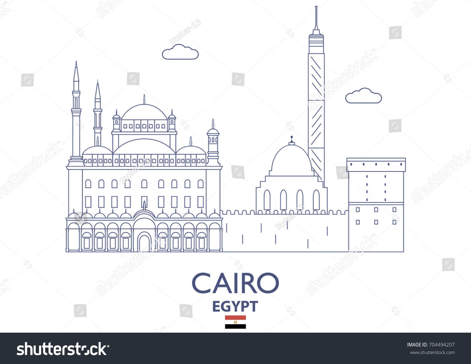 Cairo Linear City Skyline Egypt Stock Vector (Royalty Free) 704494207 | Shutterstock