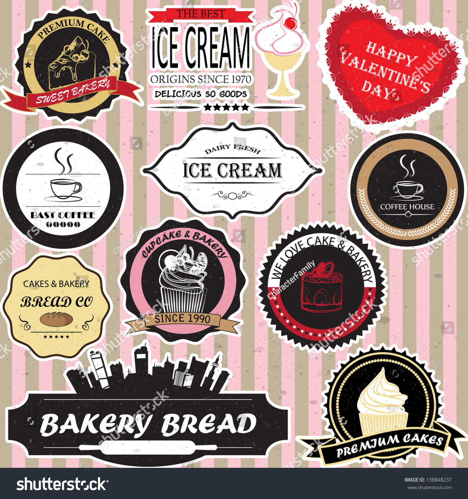 Cake Bakery Label Stock Vector (Royalty Free) 138848237 | Shutterstock