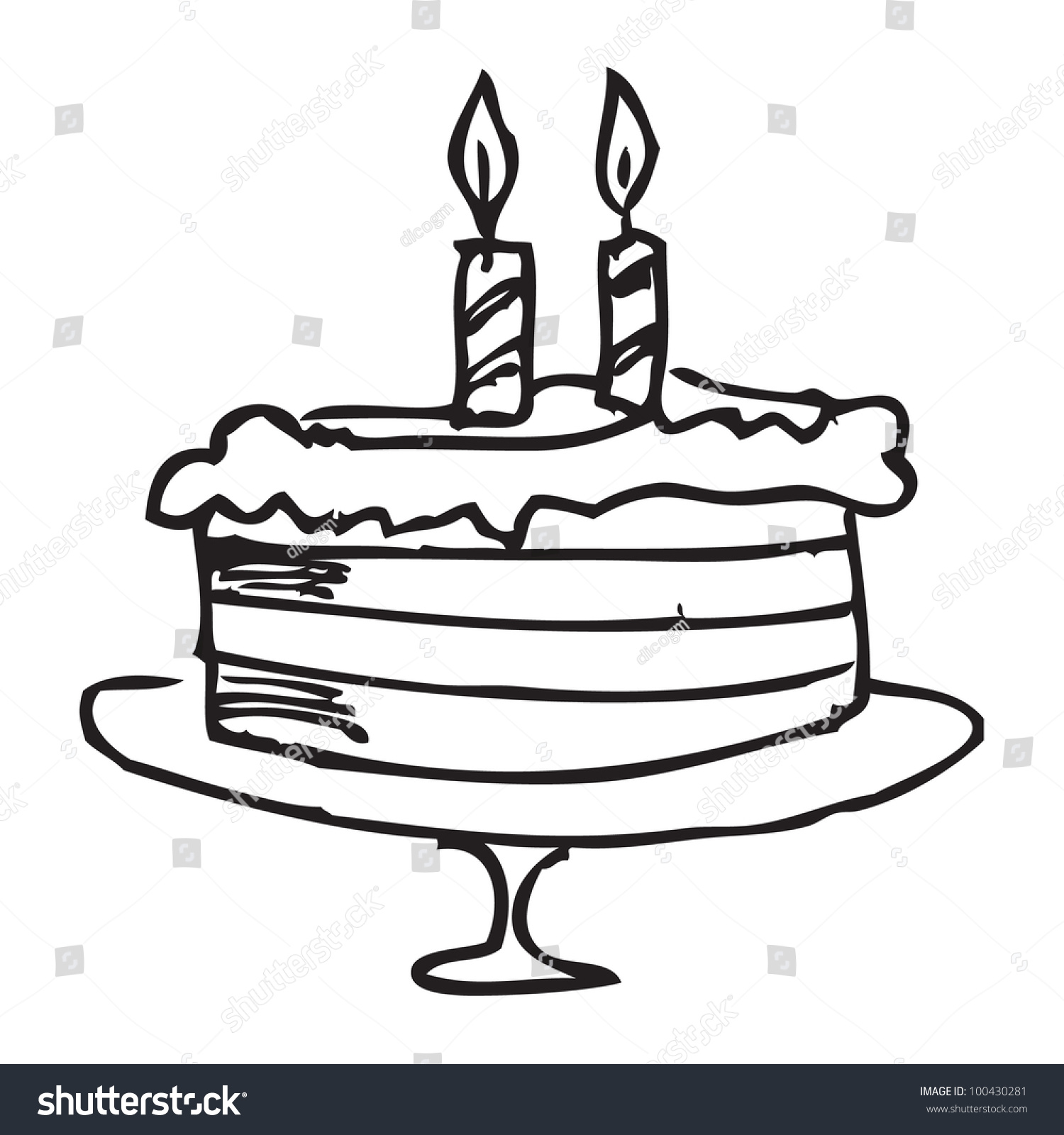 Cake And Candles Doodle Stock Vector 100430281 : Shutterstock