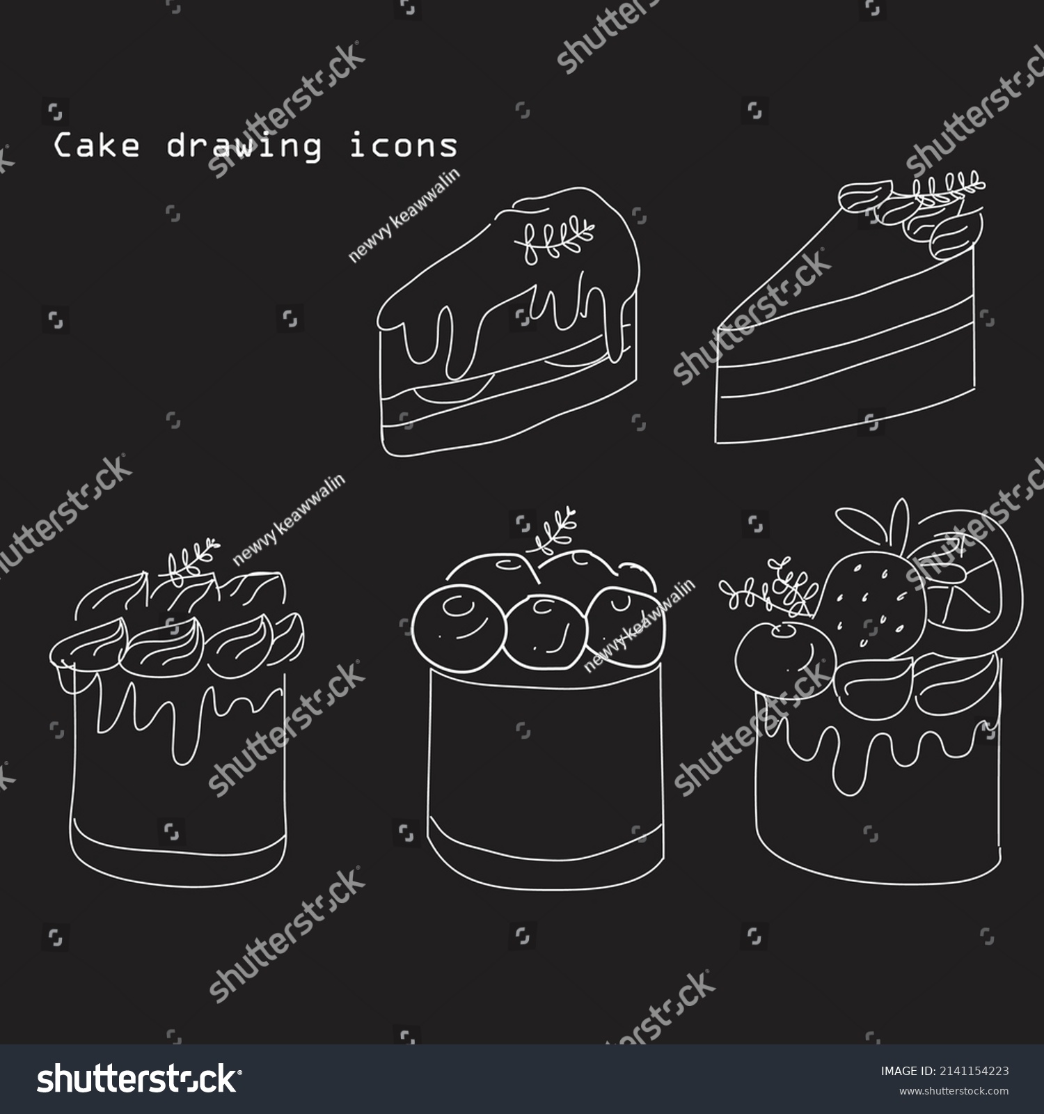 Cake Drawing Vector Icons Design Stock Vector (Royalty Free) 2141154223 ...