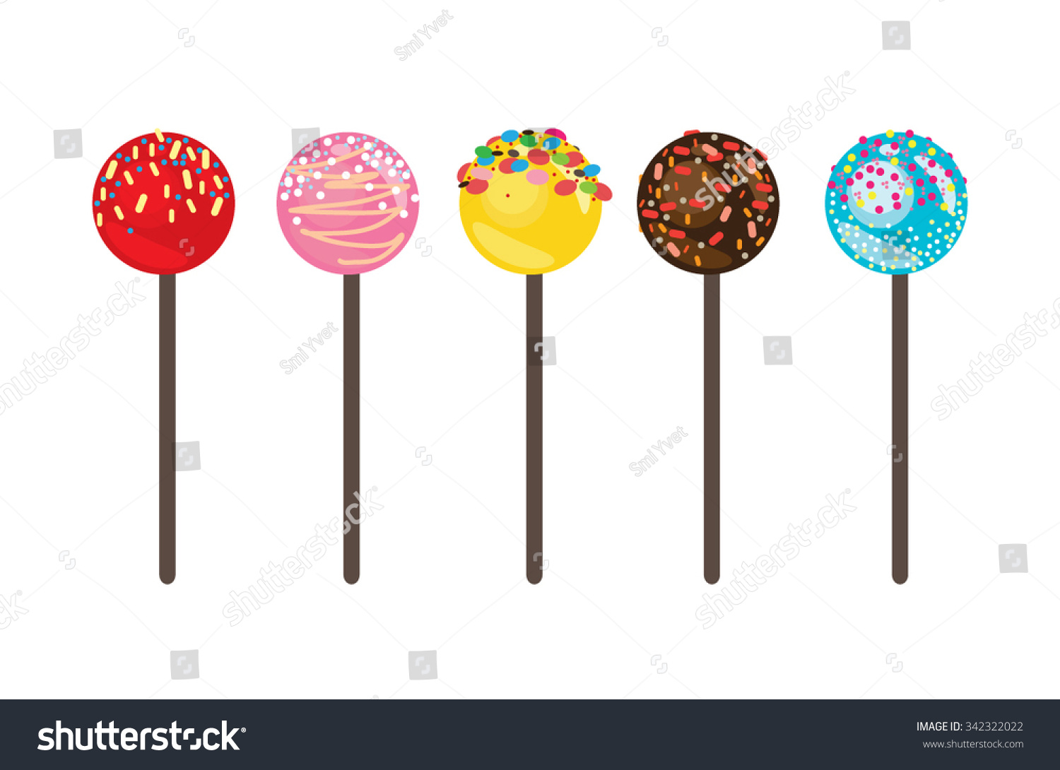 Cake Pops Isolated On White Background: เวกเตอร์สต็อก (ปลอดค่าลิขสิทธิ์ ...