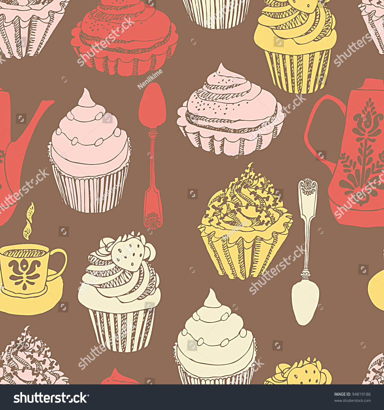Cake Seamless Background Stock Vector (Royalty Free) 94819186 ...