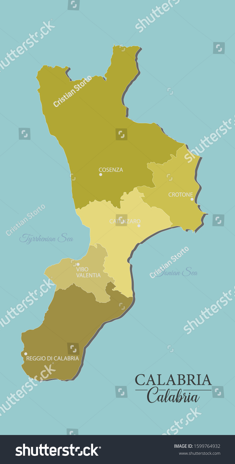 Calabria Vector Map Divided Into Provinces: vector de stock (libre de ...