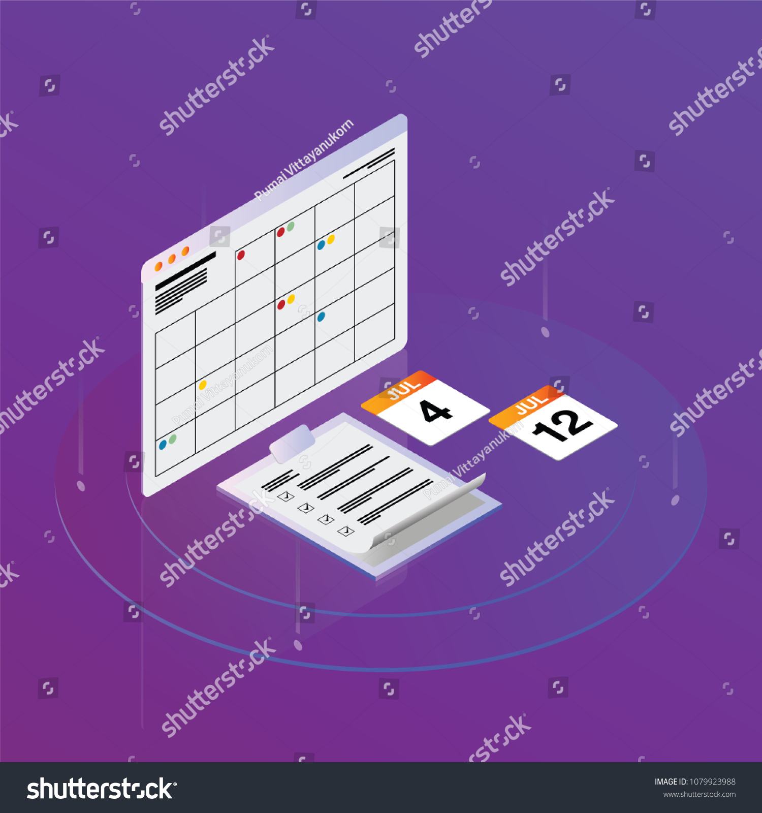 Calendar Checklist Vector Isometric Stock Vector (Royalty Free) 1079923988