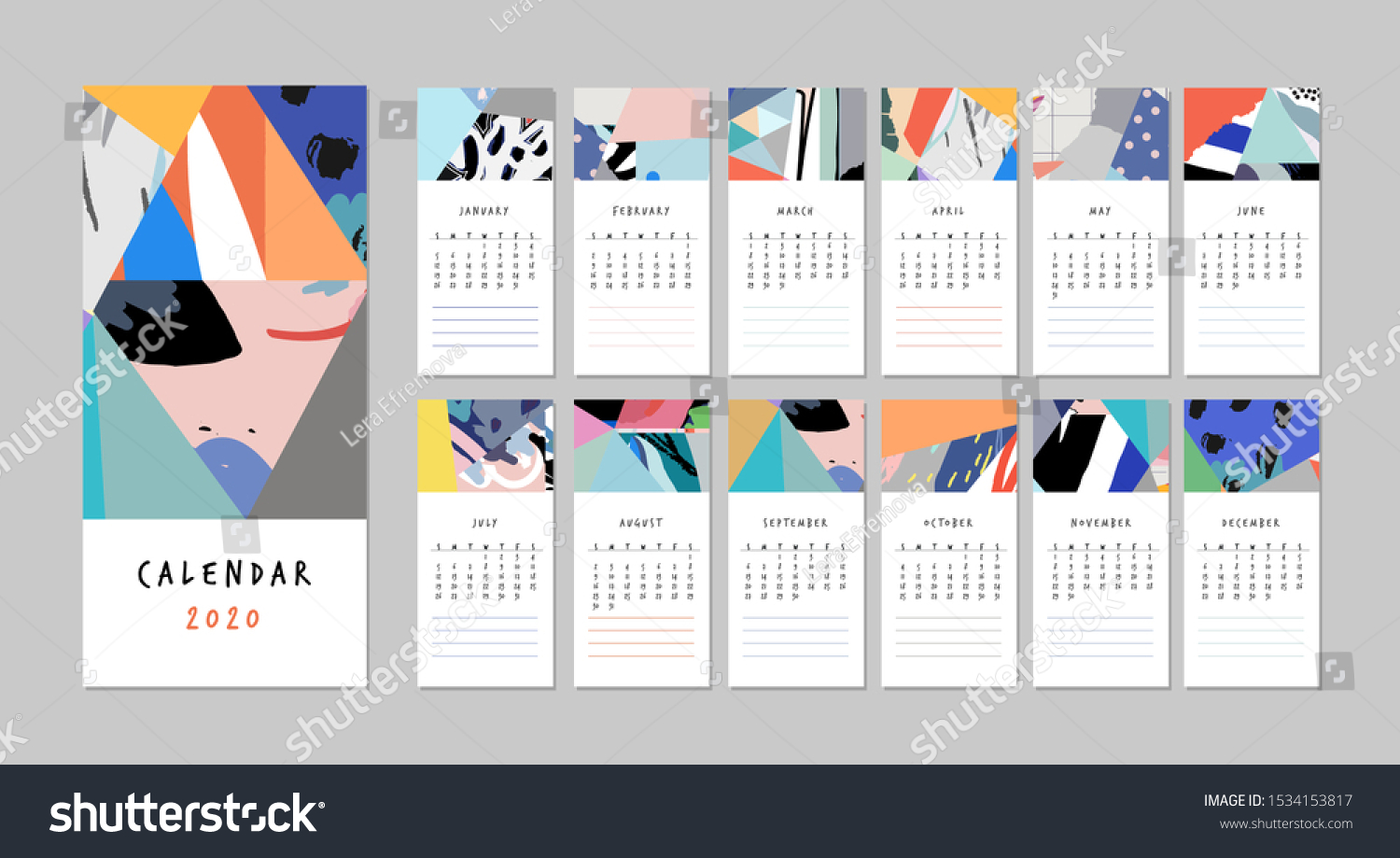 Calendar 2020 Cute Printable Creative Template Stock Vector (Royalty ...