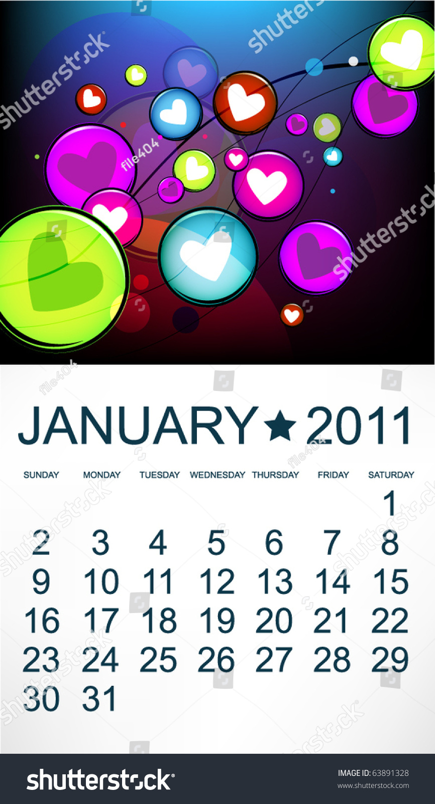 Calendar January 2011 Vector Stock Vector (Royalty Free) 63891328 ...