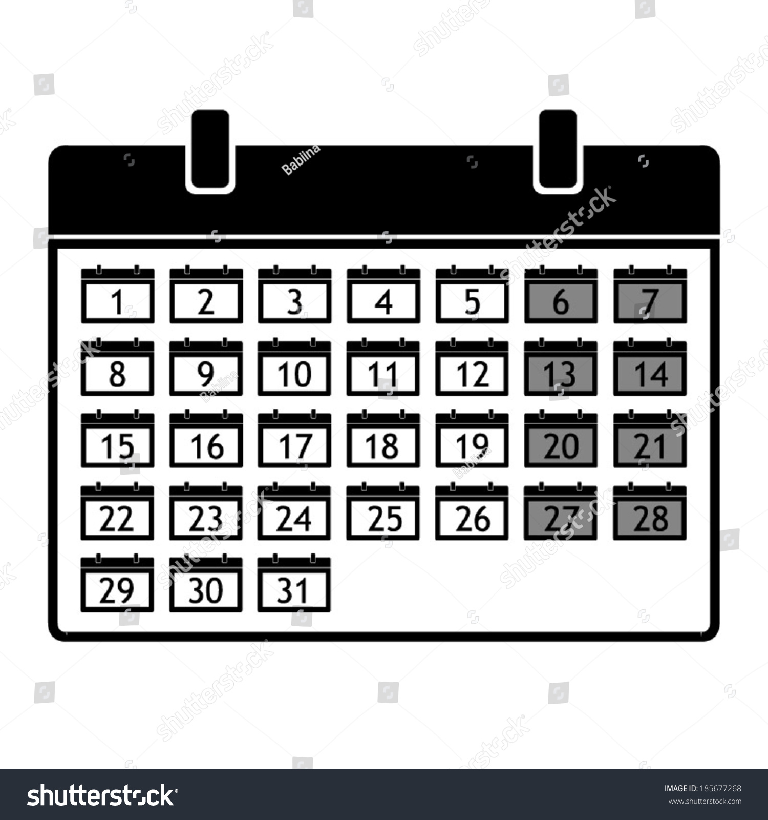 Calendar Month Vector Icon Stock Vector (Royalty Free) 185677268 ...