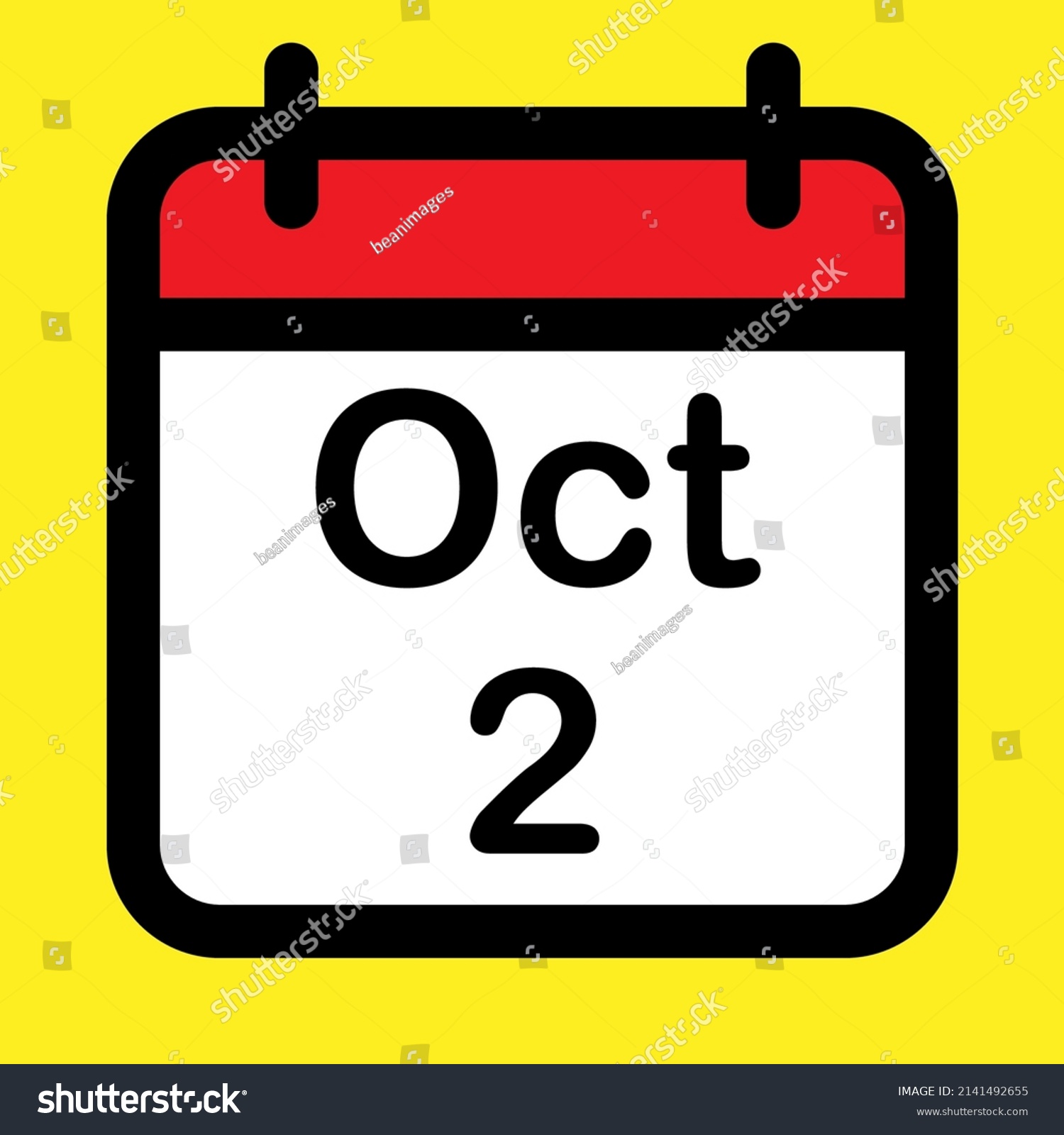 Calendar Icon Second October Vector Illustration Stock Vector (Royalty ...