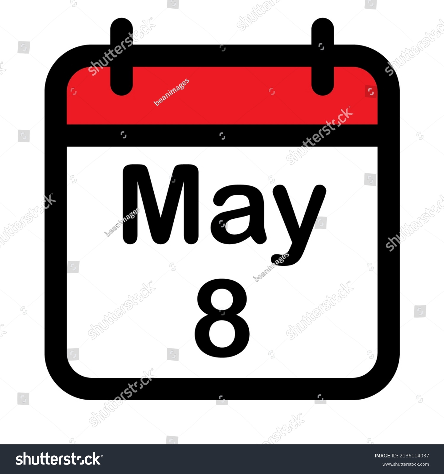 Calendar Icon Eighth May Vector Illustration Stock Vector (Royalty Free ...