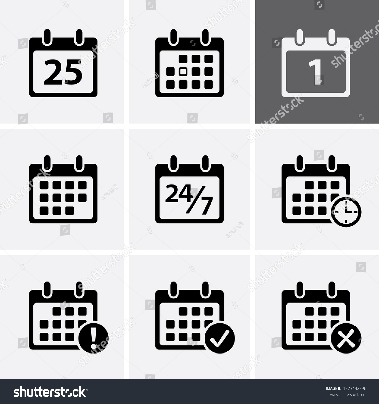 Calendar Icons Vector Date Icon Stock Vector (Royalty Free) 1873442896